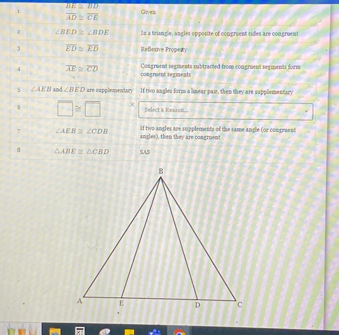 Fill In The Missing Statement And Reason Of The Proof
