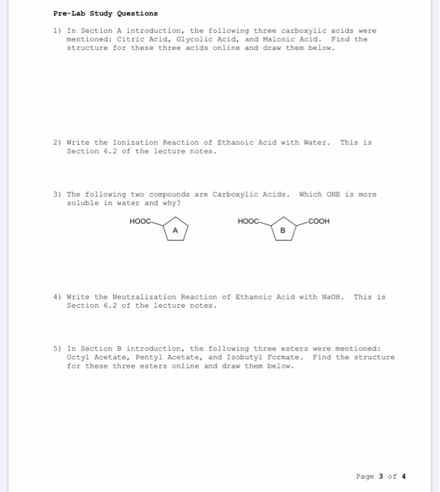 Solved Pre-Lab Study Questions 1) In Section A introduction, | Chegg.com