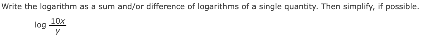 Solved Write the logarithm as a sum and/or difference of | Chegg.com