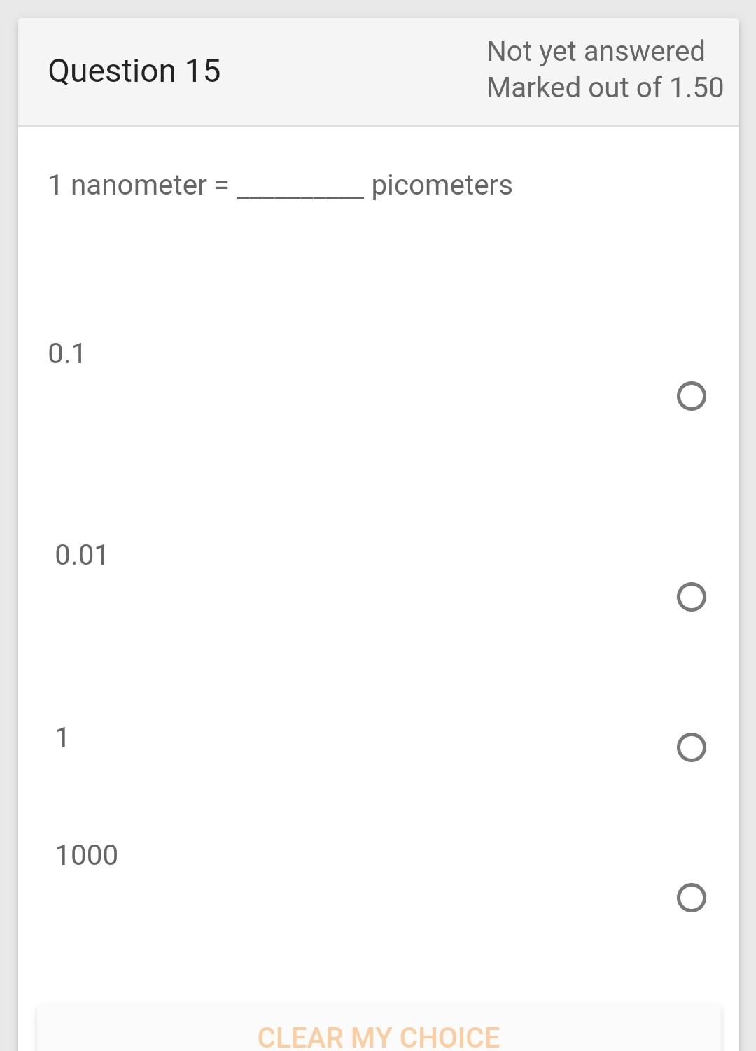 Solved Question 15 Not yet answered Marked out of 1.50 1 | Chegg.com