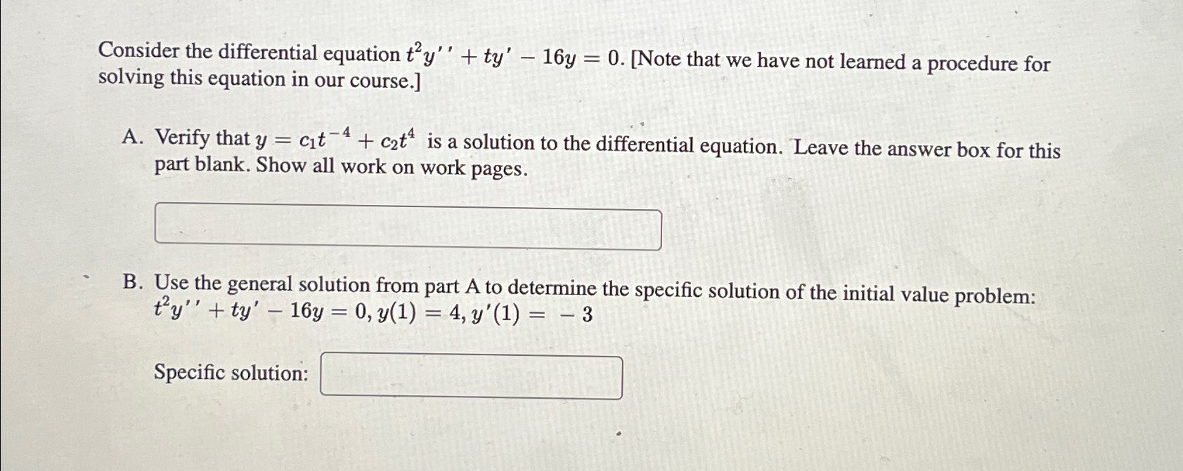 Solved Consider the differential equation | Chegg.com