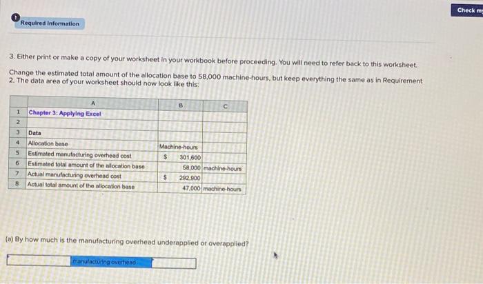 Solved Required information Chapter 3: Applying Excel The | Chegg.com