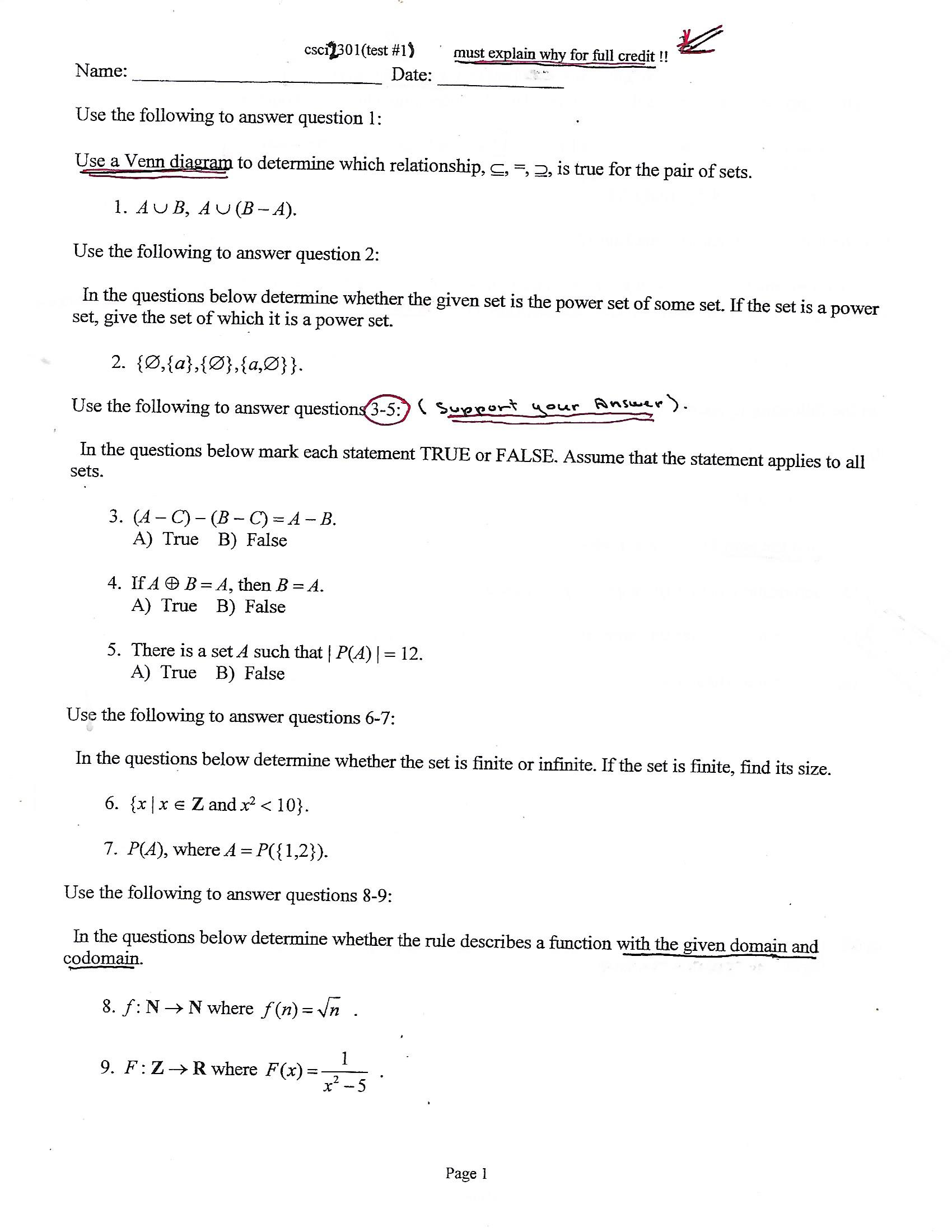 Solved NameDate:Use the following to answer question 1:Use a | Chegg.com