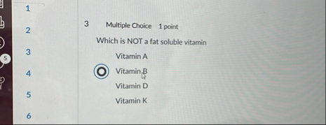 Solved 1234563 ﻿Multiple Choice 1 ﻿pointWhich is NOT a fat | Chegg.com