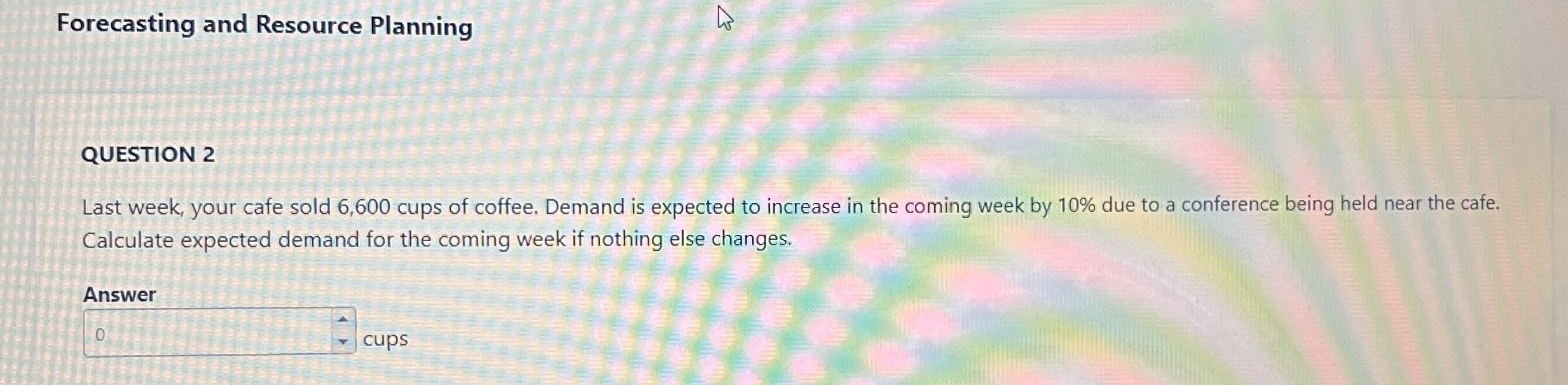 Solved Last week, your cafe sold 6,600 ﻿cups of coffee. | Chegg.com