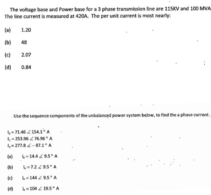 Solved The voltage base and Power base for a 3 phase | Chegg.com