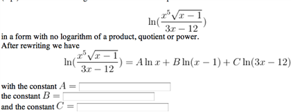 Solved in a form with no logarithm of a product, quotient | Chegg.com