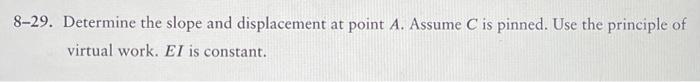 Solved 8-29. Determine the slope and displacement at point | Chegg.com