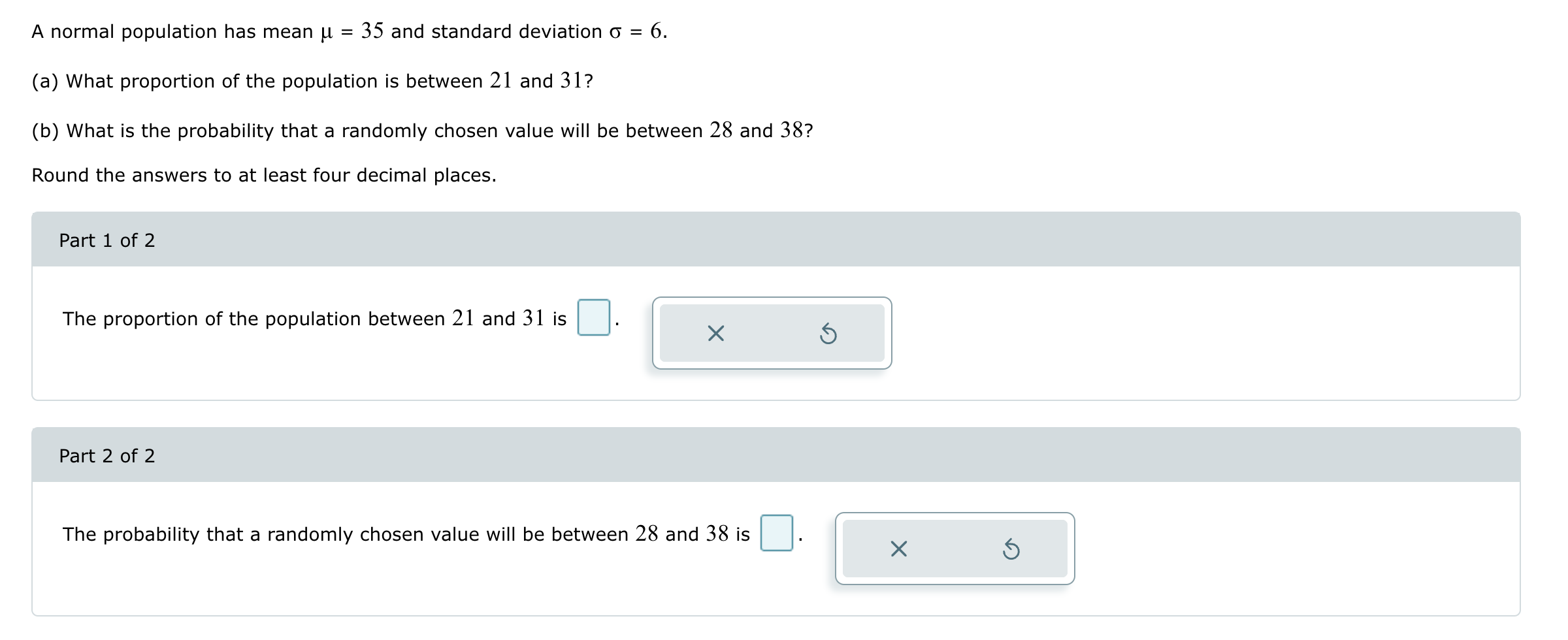 Solved A normal population has mean μ=35 ﻿and standard | Chegg.com