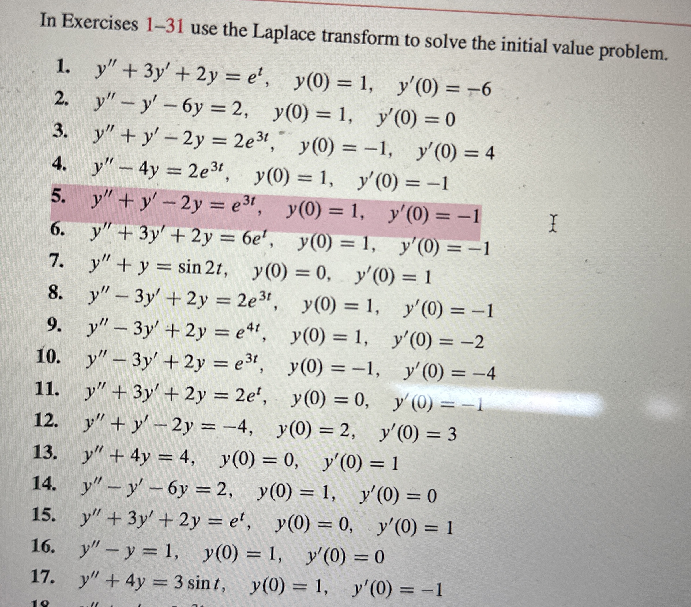Solved In Exercises 1-31 ﻿use the Laplace transform to solve | Chegg.com