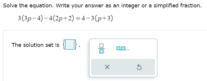 Solved Solve the equation. Write your answer as an integer | Chegg.com