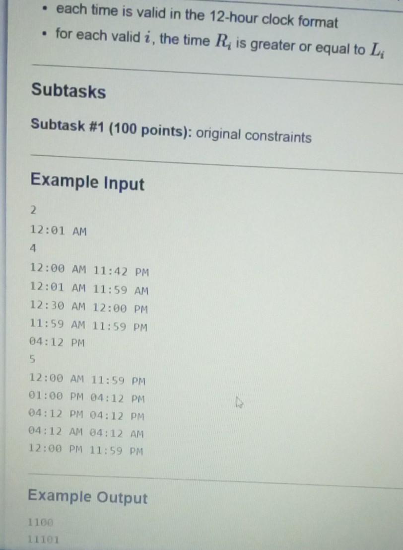 Solved A time is a string in the format "HH:MM AM" or "HH:MM | Chegg.com