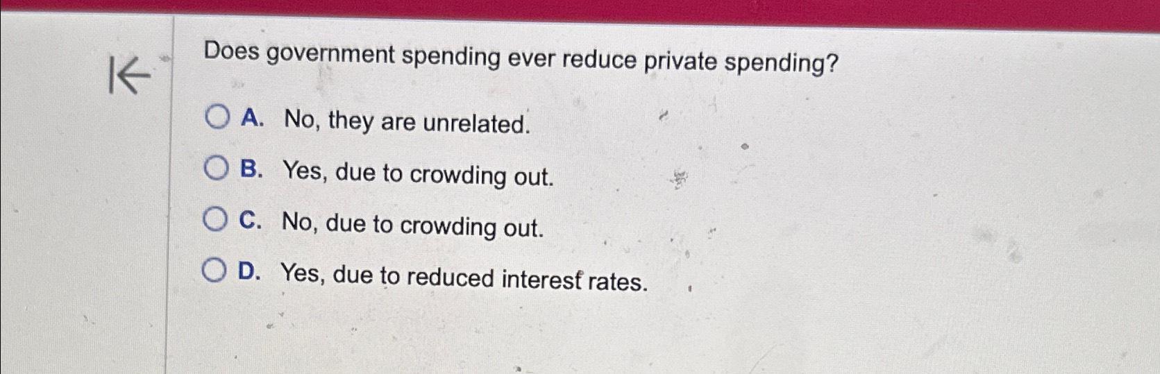 Solved Does government spending ever reduce private | Chegg.com