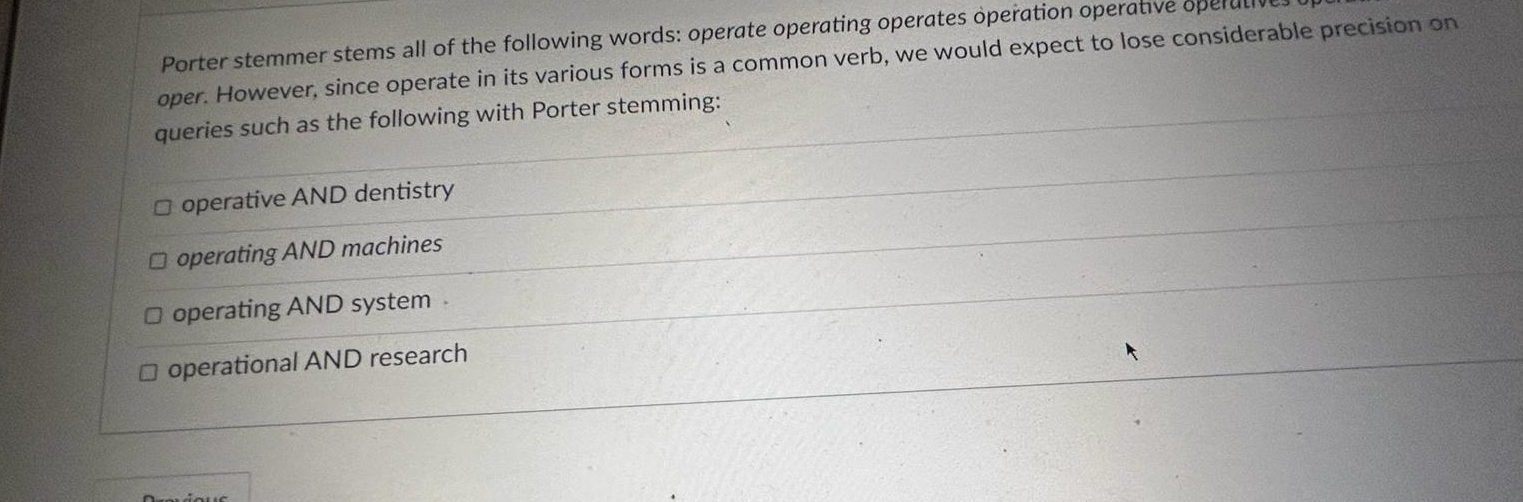 Solved Porter Stemmer Stems All Of The Following Words
