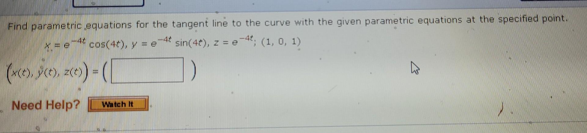 Solved Find parametric equations for the tangent line to the | Chegg.com