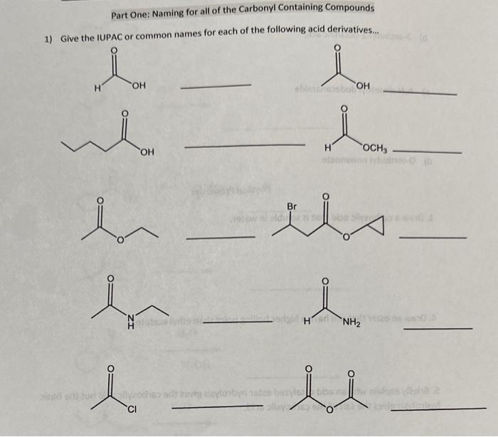Solved Part One: Naming for all of the Carbonyl Containing | Chegg.com