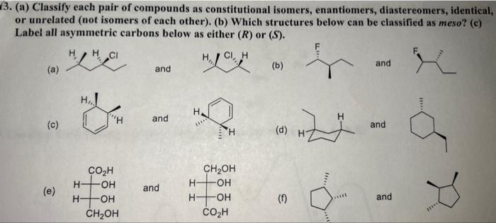 Solved (a) Classify each pair of compounds as constitutional | Chegg.com