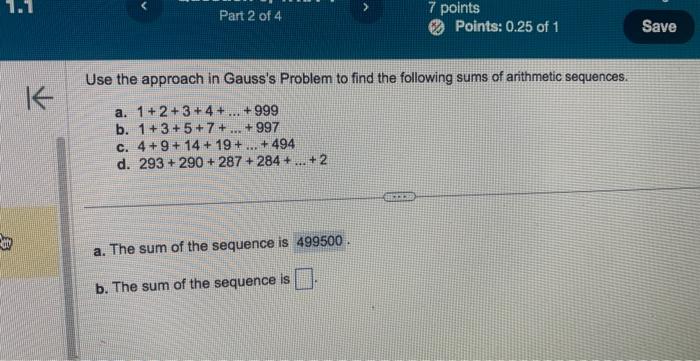 Solved Use the approach in Gauss's Problem to find the | Chegg.com