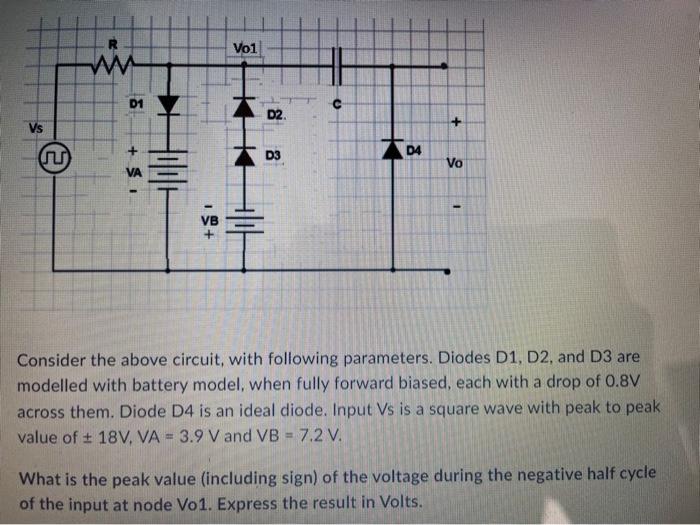 Solved Vo1 mu D1 c D2 + VO Qu) D3 D4 本 + SI VA 1 Hile + | Chegg.com