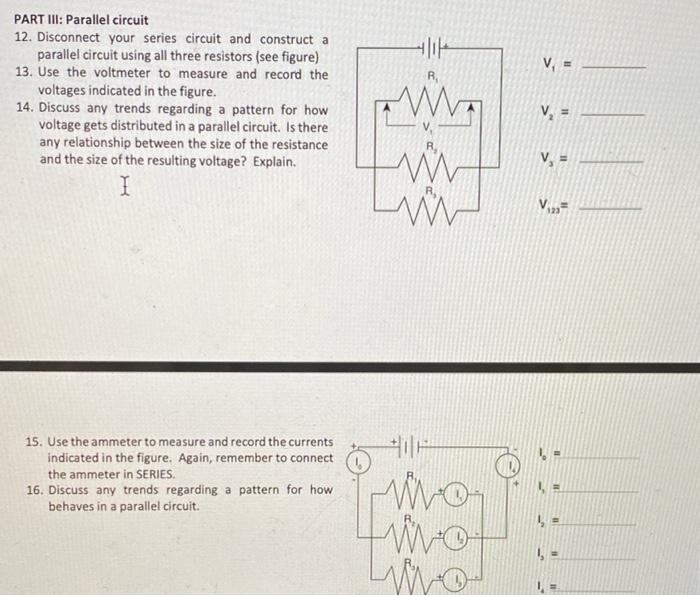 Solved V = PART III: Parallel circuit 12. Disconnect your | Chegg.com