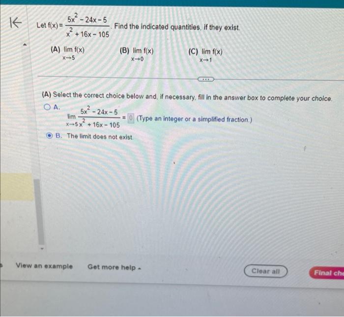 Solved Let f(x)=x2+16x−1055x2−24x−5. Find the indicated | Chegg.com