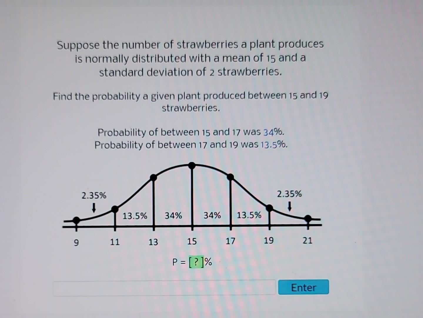 Solved Suppose the number of strawberries a plant produces | Chegg.com