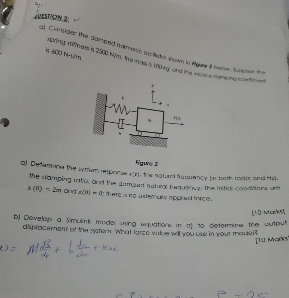 Solved 212UESTION 2:a) ﻿Consider the damped harmonic | Chegg.com