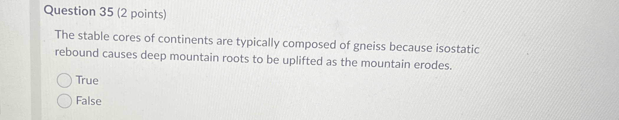 Solved Question 35 (2 ﻿points)The stable cores of continents | Chegg.com