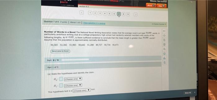 Solved IMATH MO 2 - . Question to Number of words in a Novel | Chegg.com