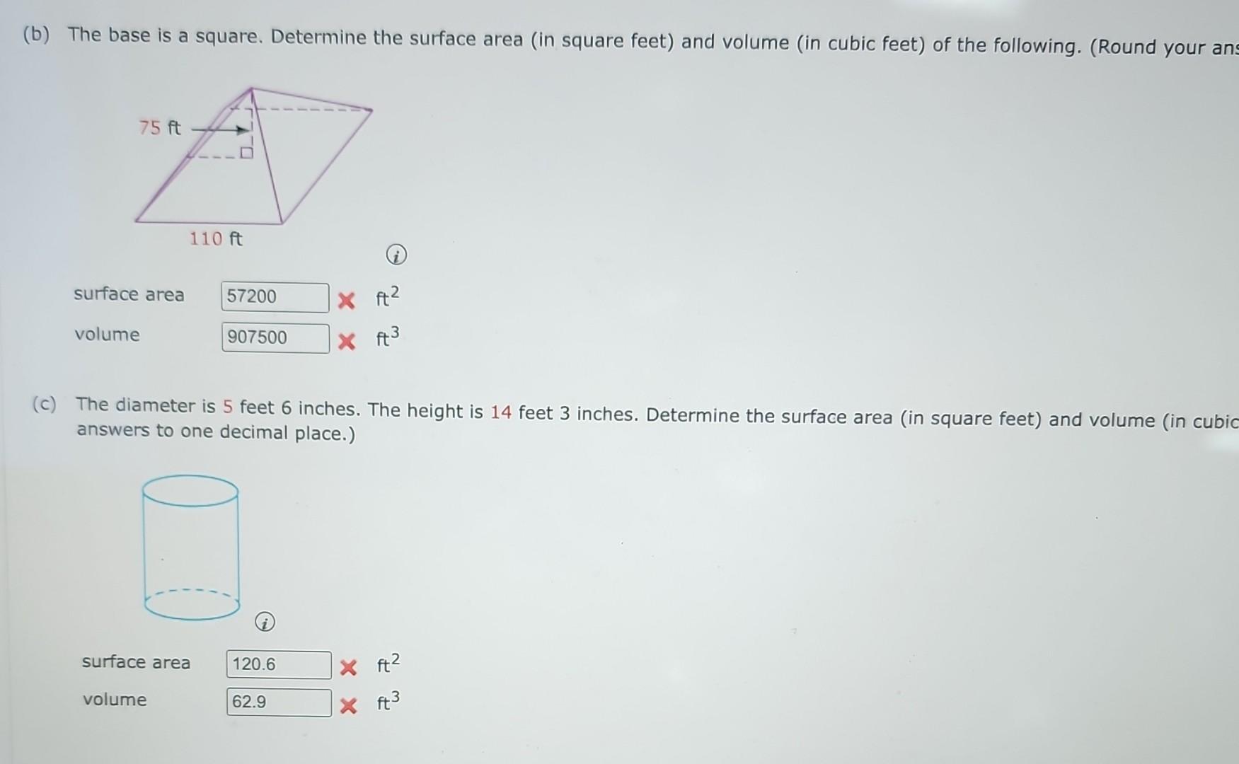 Solved (b) The base is a square. Determine the surface area | Chegg.com