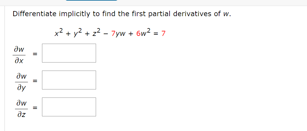 Solved Differentiate implicitly to find the first partial | Chegg.com