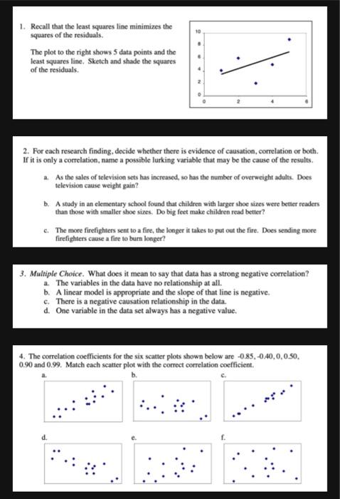 Solved 1. Recall that the least squares line minimizes the | Chegg.com