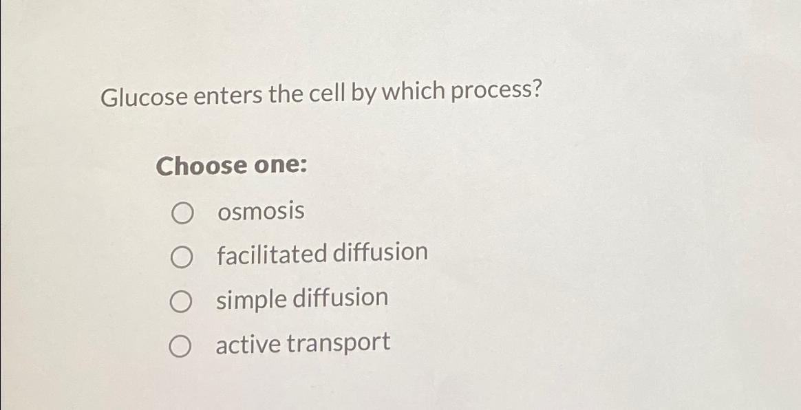 Solved Glucose enters the cell by which process?Choose | Chegg.com