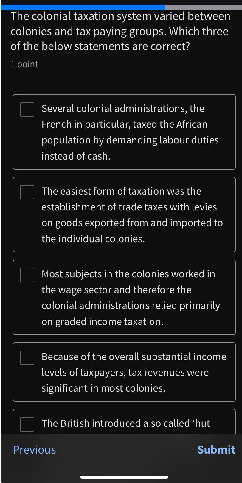 Solved The colonial taxation system varied between colonies | Chegg.com