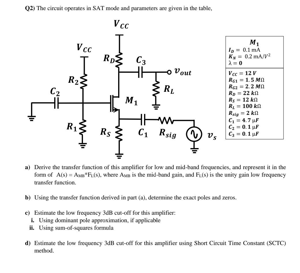 Q2) The circuit operates in SAT mode and parameters | Chegg.com