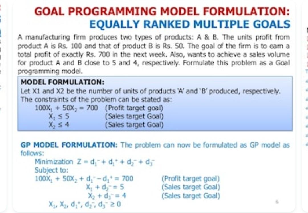 Solved if di + means excess deviation and di - means scarce | Chegg.com