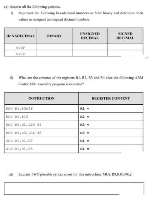 Solved (a) Answer all the following question 1) Represent | Chegg.com