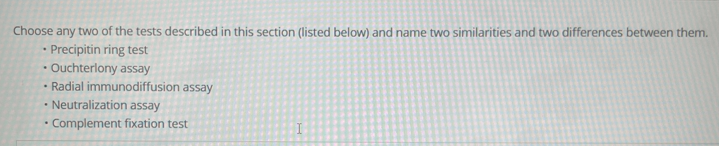 Solved Choose any two of the tests described in this section | Chegg.com
