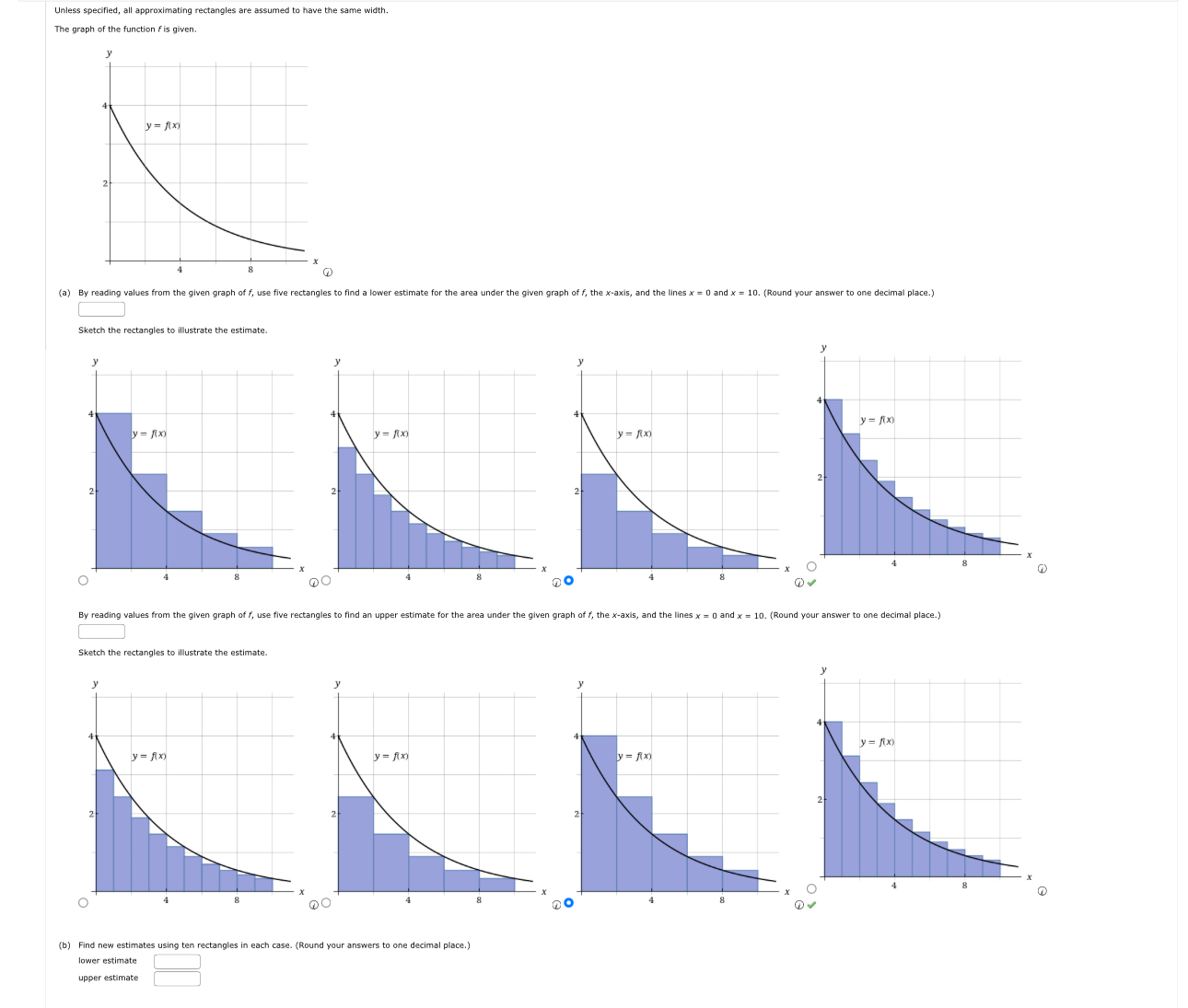 Solved Unless specified, all approximating rectangles are | Chegg.com