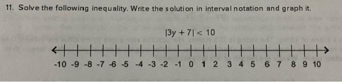 Solved 11. Solve the following inequality. Write the | Chegg.com
