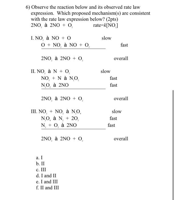 Solved 6) Observe the reaction below and its observed rate | Chegg.com