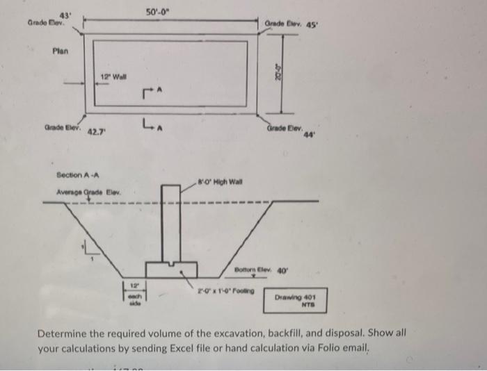 Solved Determine the required volume of the excavation, | Chegg.com
