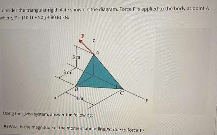 Solved Consider the triangular rigid plate shown in the | Chegg.com