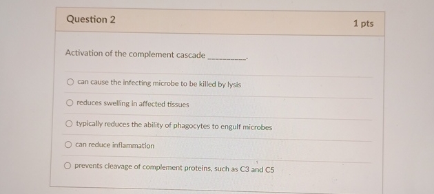Solved Question 21 ﻿ptsActivation of the complement | Chegg.com