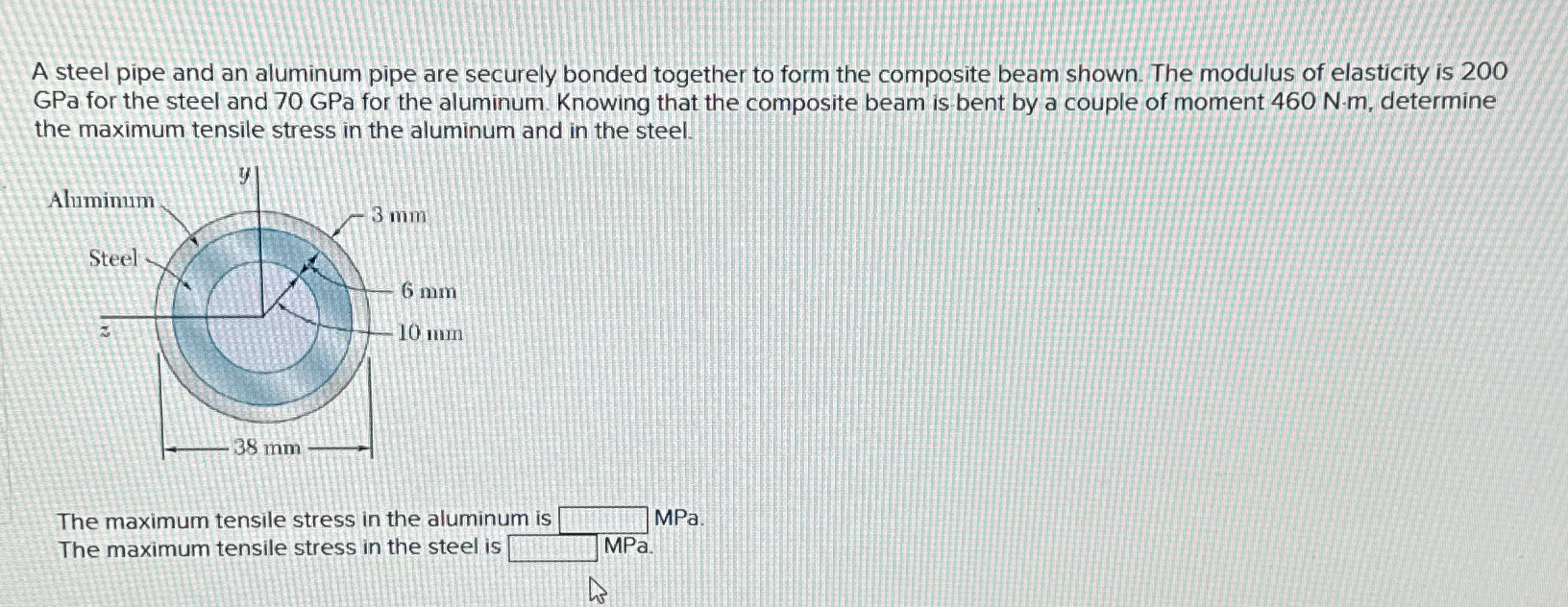 Solved A steel pipe and an aluminum pipe are securely bonded | Chegg.com
