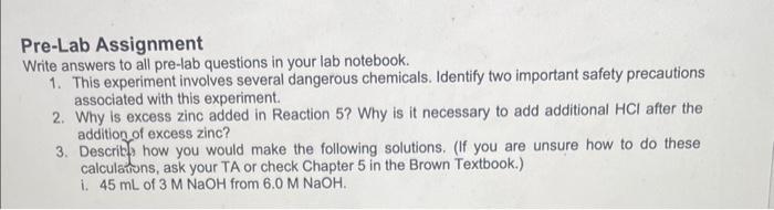 Solved Pre-Lab Assignment Write answers to all pre-lab | Chegg.com