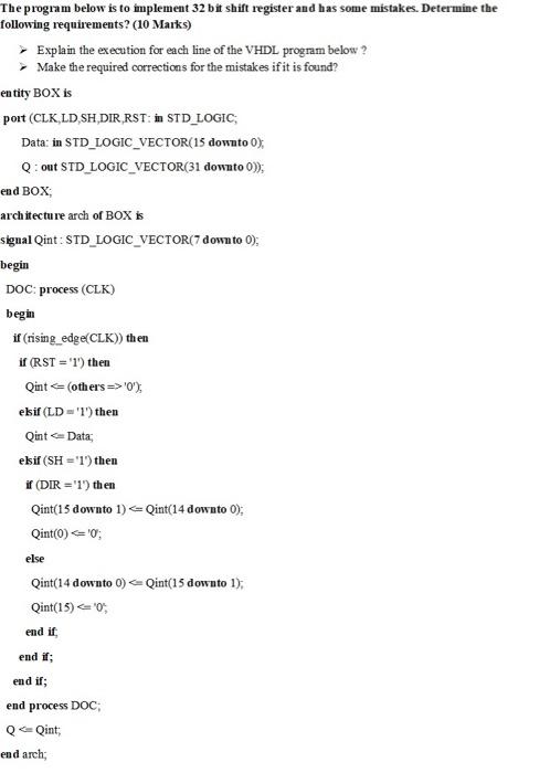 Solved The program below is to implement 32 bit shift | Chegg.com