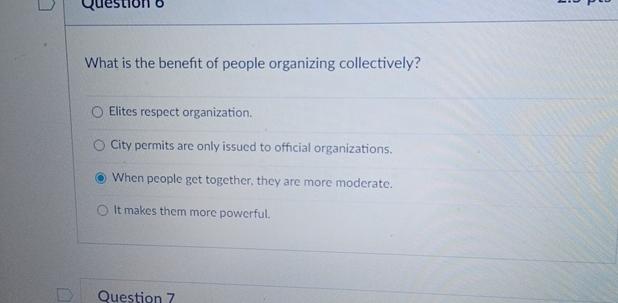 Solved What is the benefit of people organizing | Chegg.com