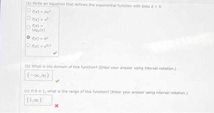 Solved (a) Write an equation that defines the exponential | Chegg.com