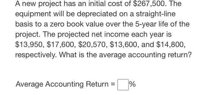 Solved A new project has an initial cost of $267,500. The | Chegg.com